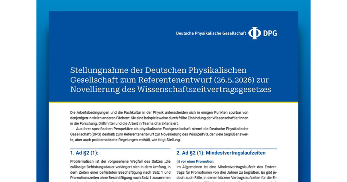 WissZeitVG: DPG bezieht Stellung zum aktuellen Referentenentwurf • pro ...